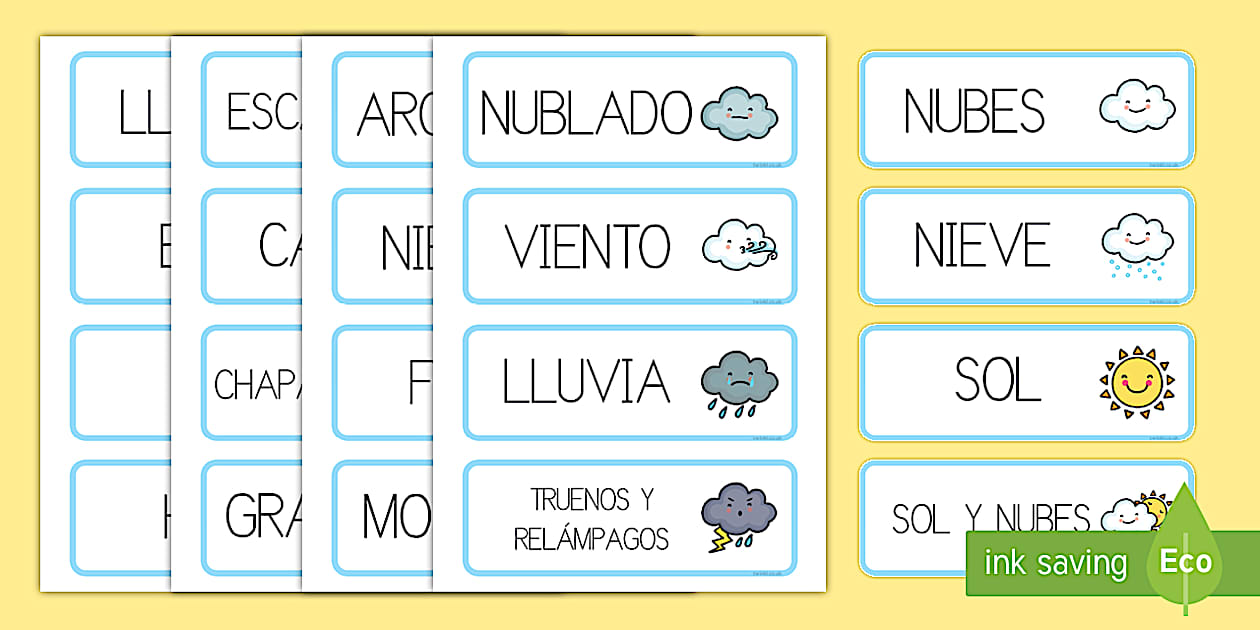 Tarjetas de vocabulario: El tiempo (teacher made) - Twinkl