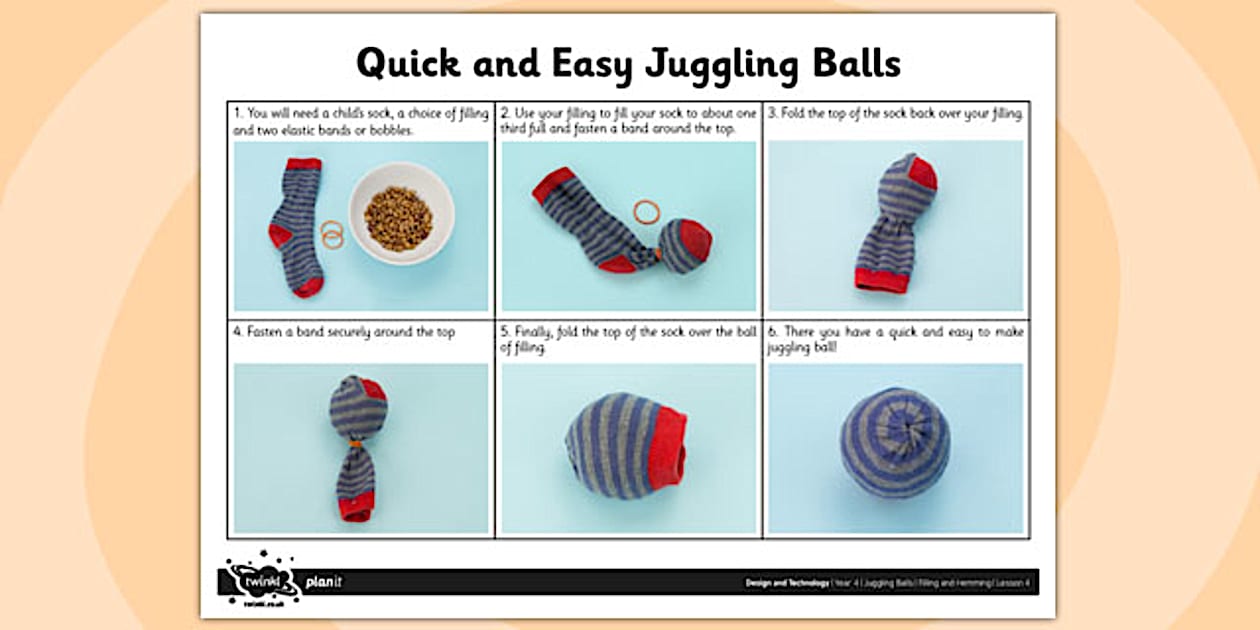 How to Make Juggling Balls Worksheet for Children | LKS2 D&T