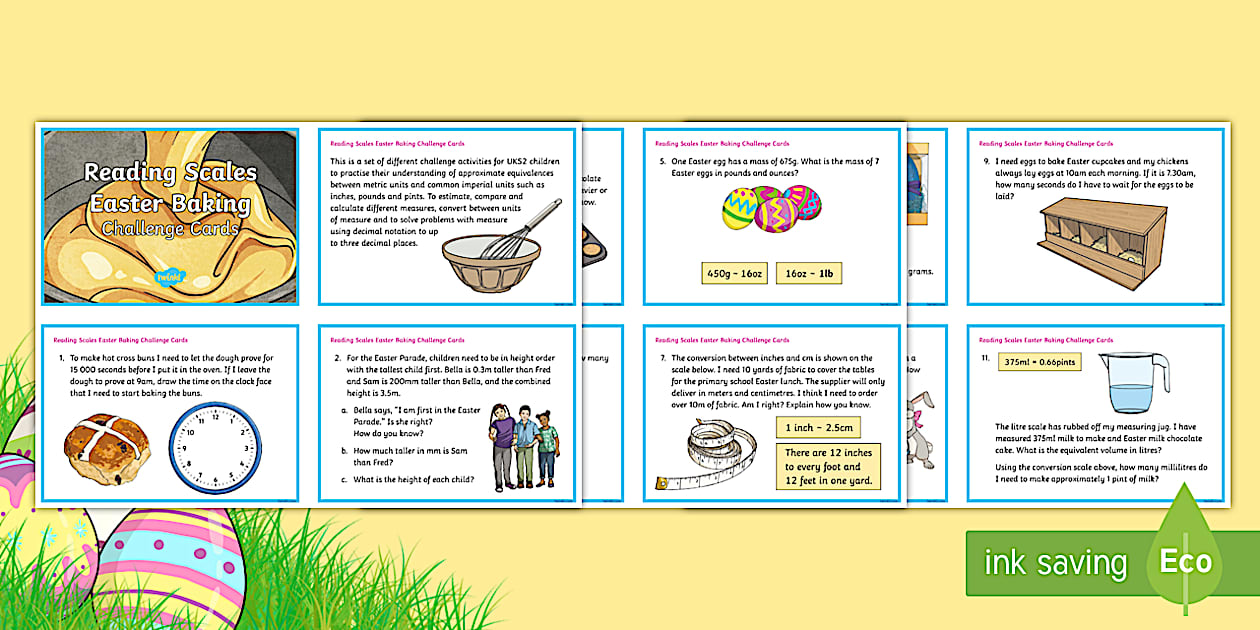 UKS2 Maths Reading Scales Easter Baking Challenge Cards