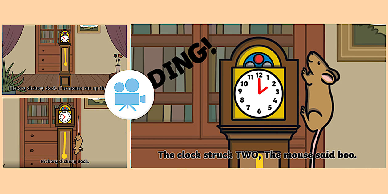 Hickory Dickory Dock Animated Nursery Rhyme | Twinkl Go!