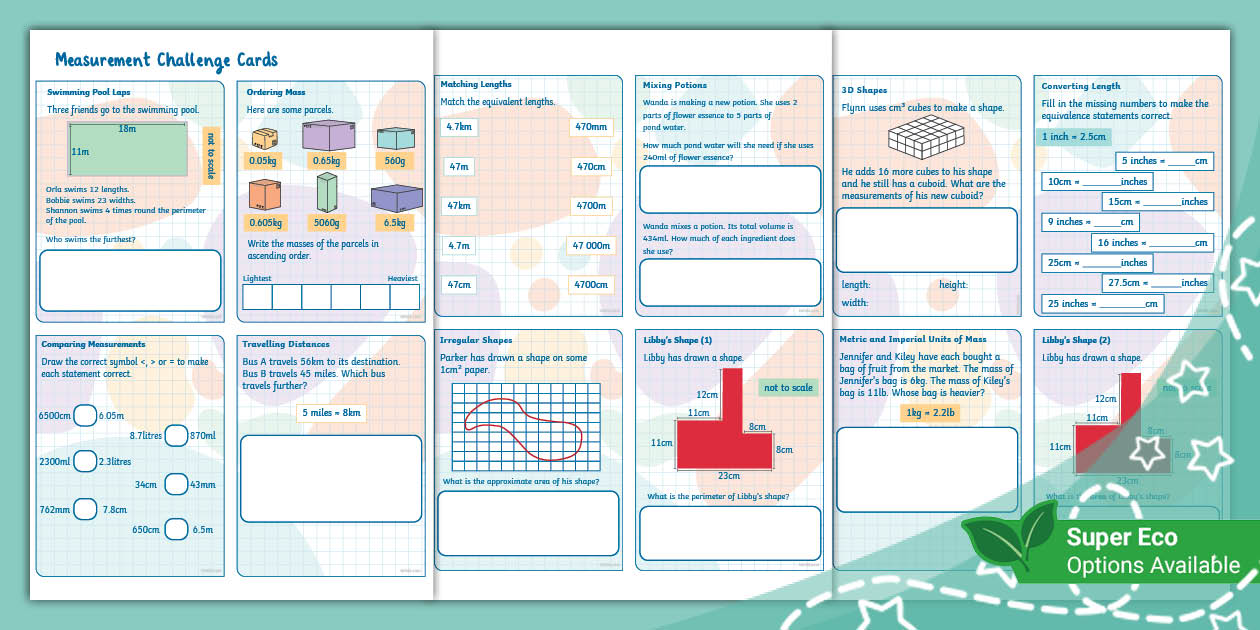 Measurement Challenge Cards (Ages 9 - 10) (teacher made)