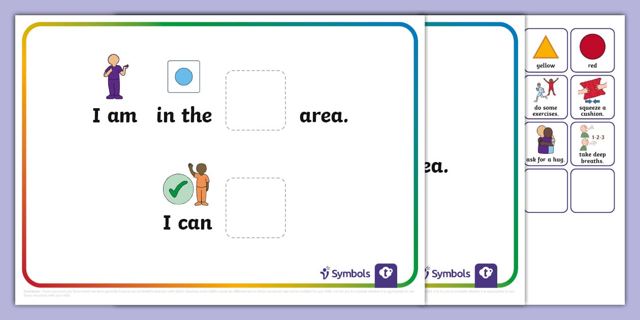 Twinkl Symbols: Areas of Self-Regulation Communication Board