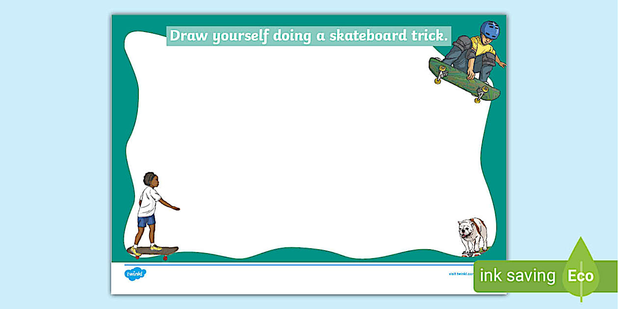 Skateboard Drawing Prompt Worksheet (Teacher-Made) - Twinkl