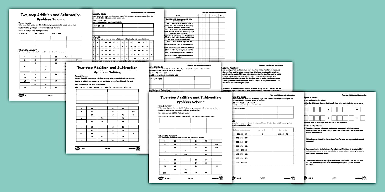 Math Two-Step Addition and Subtraction Problems Differentiated ...
