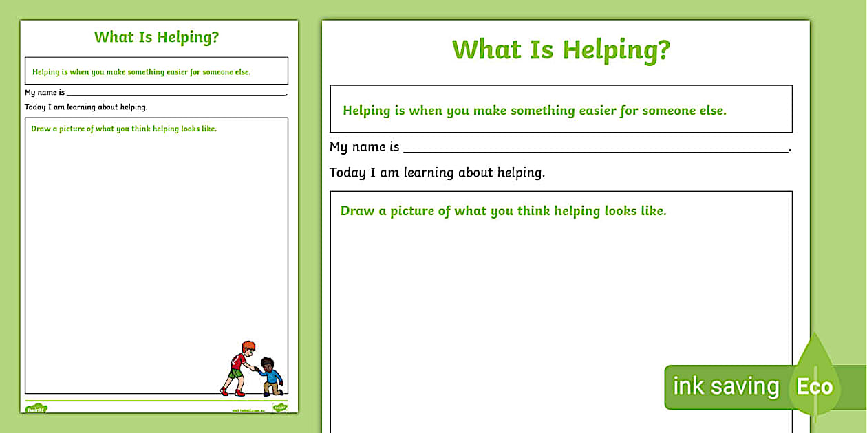 What is Helping? - Helping Others Worksheet | Twinkl
