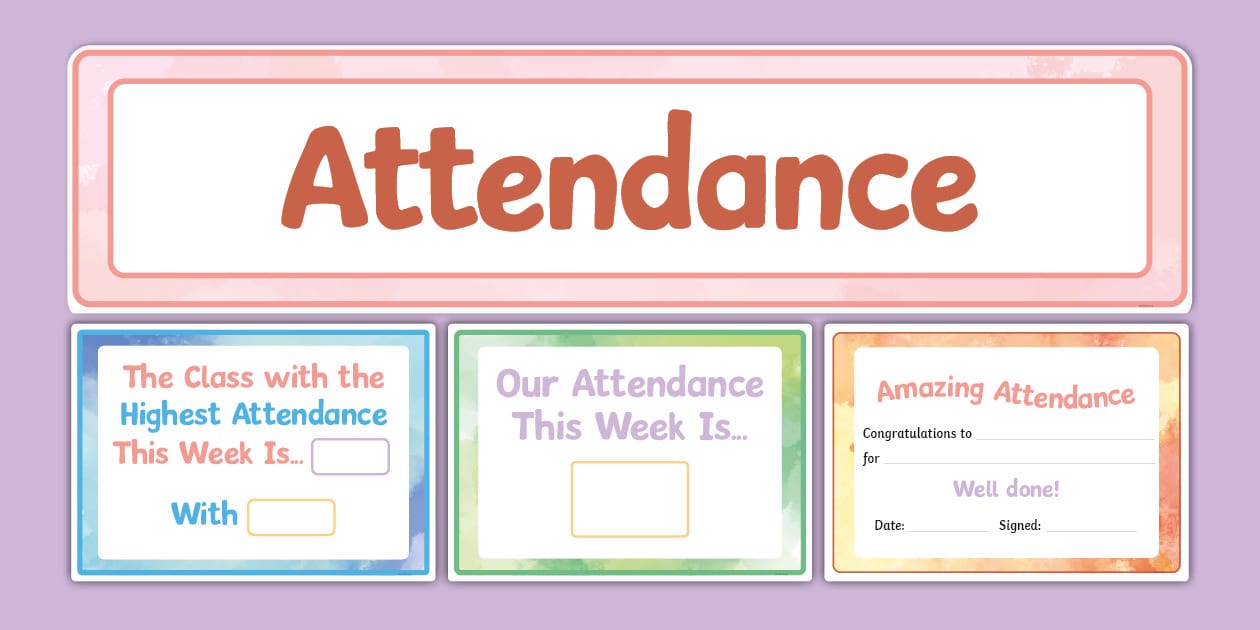 Watercolour-Themed Attendance Display Pack (teacher made)