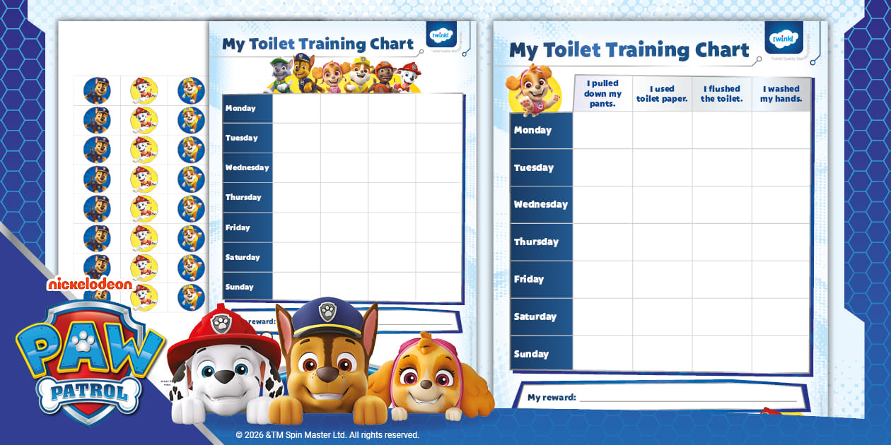 PAW Patrol Toilet Training Reward Chart Printable– Paramount
