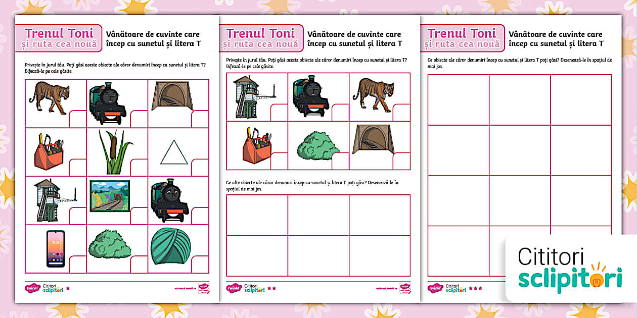 T: Trenul Toni – Cuvinte care încep cu sunetul și litera T