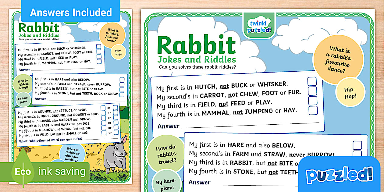 Fun Rabbit Riddles and Jokes - Twinkl Puzzled (teacher made)