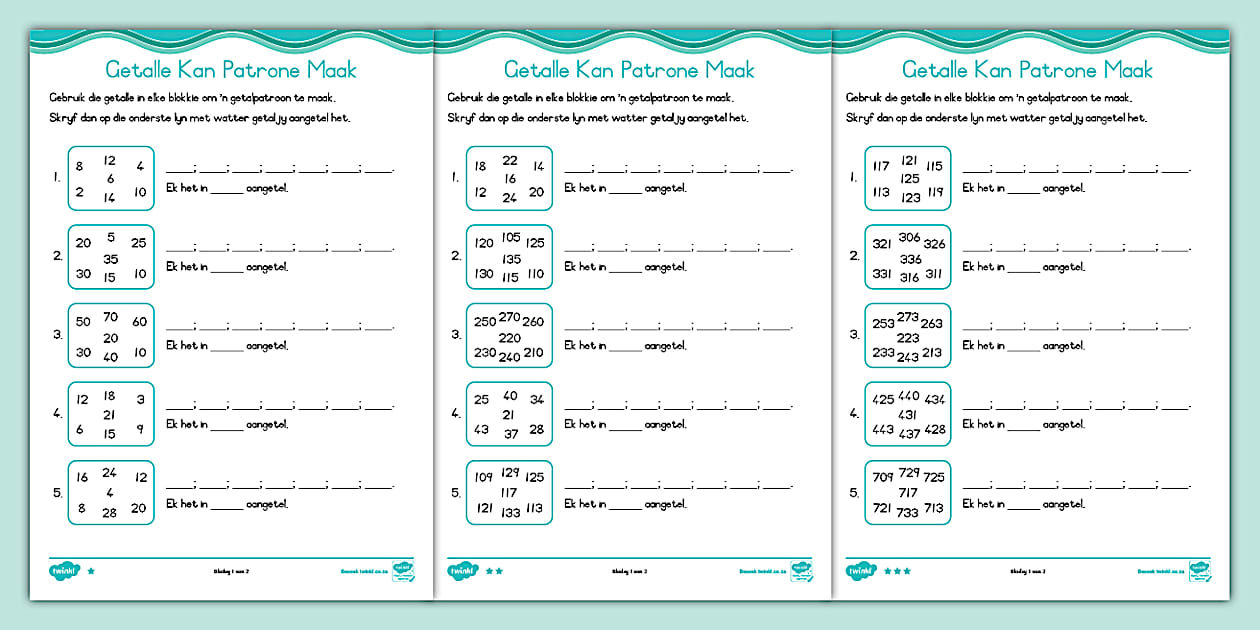 Getalle Kan Patrone Maak Gedifferensieerde Werkkaarte