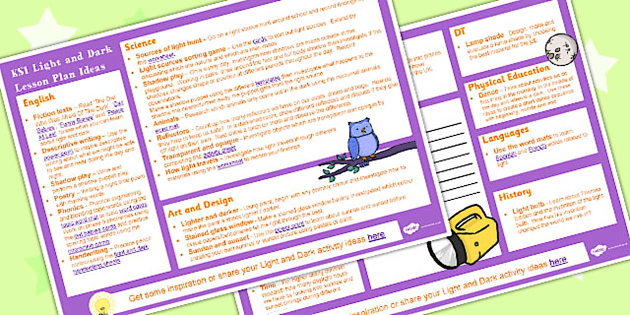 Light and Dark KS1 Lesson Plan Ideas (teacher made) - Twinkl