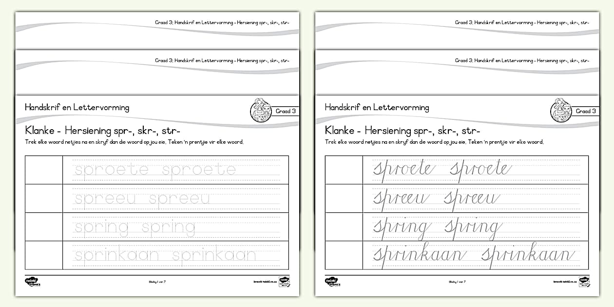 Graad 3 - Klanke Handskrif en Lettervorming - Twinkl