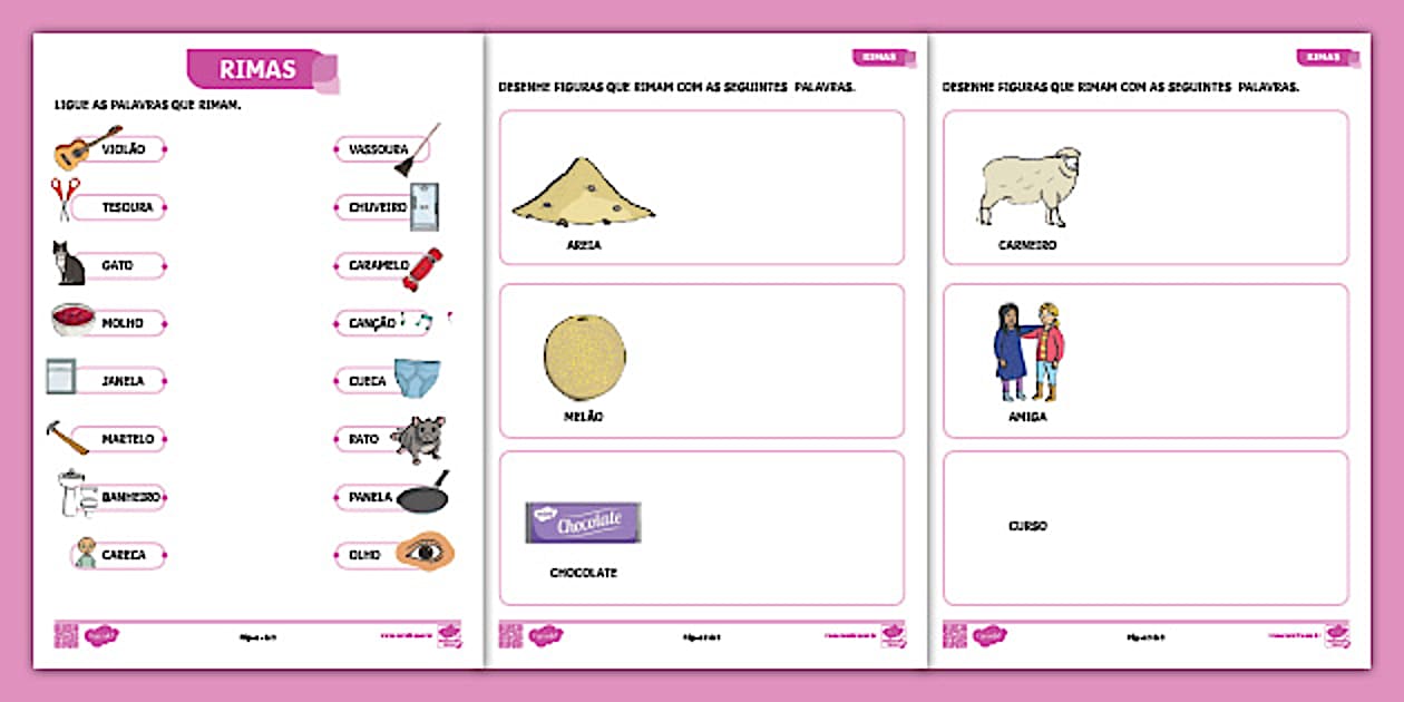 Atividade sobre rimas para alunos com dislexia - Twinkl