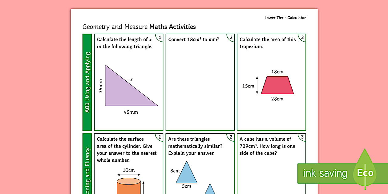 Foundation: Geometry and Measure (Calculator) Activity Mat