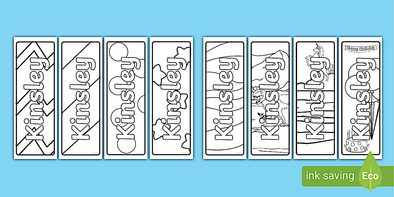 Kinsley Name Simple Colouring Bookmarks | Twinkl | KS1
