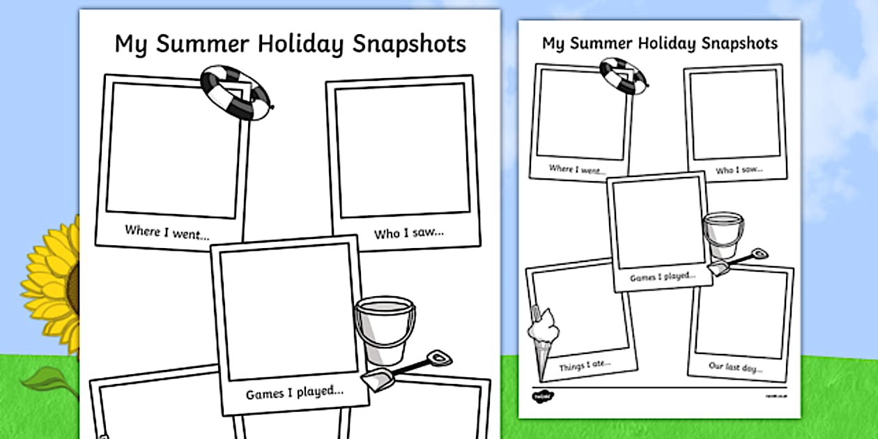 Summer Holiday Polaroid Snapshots Writing Frame - Twinkl