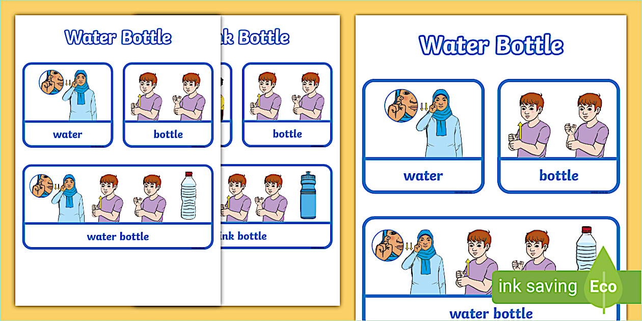 Auslan Water Bottle Sign (Teacher-Made) - Twinkl