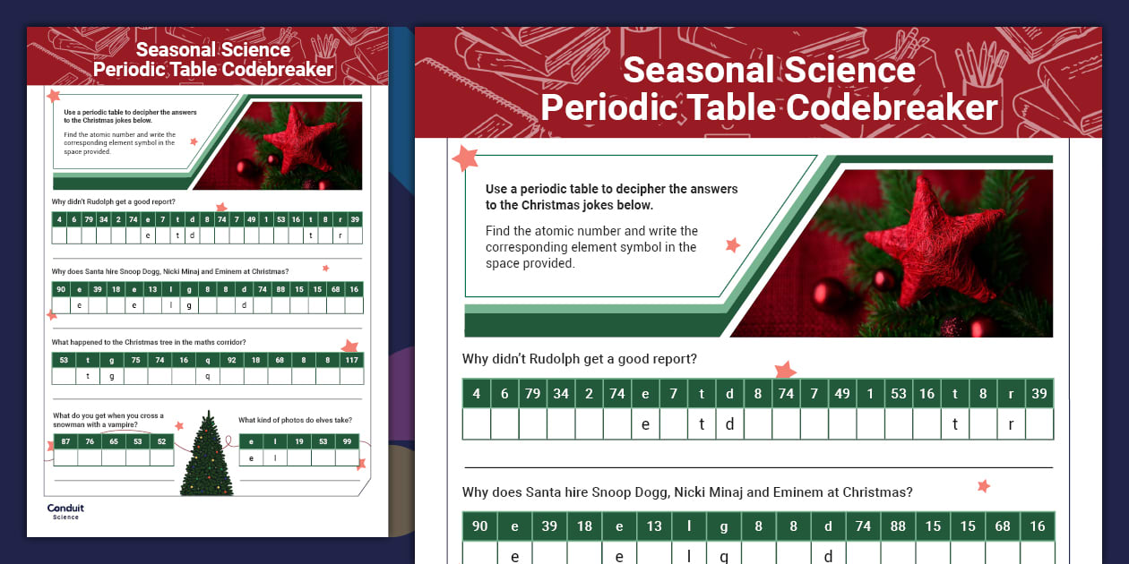 Seasonal Science Periodic Table Codebreaker (teacher made)