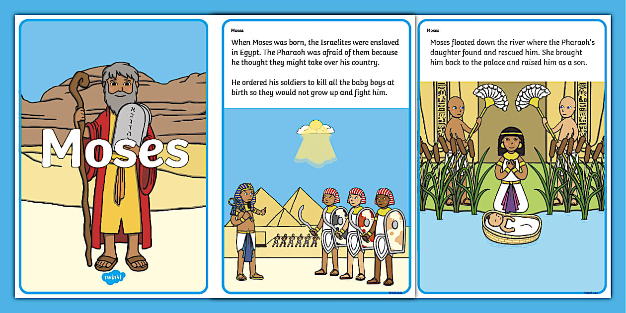 Story of Moses Sequencing (4 per A4) (teacher made) - Twinkl