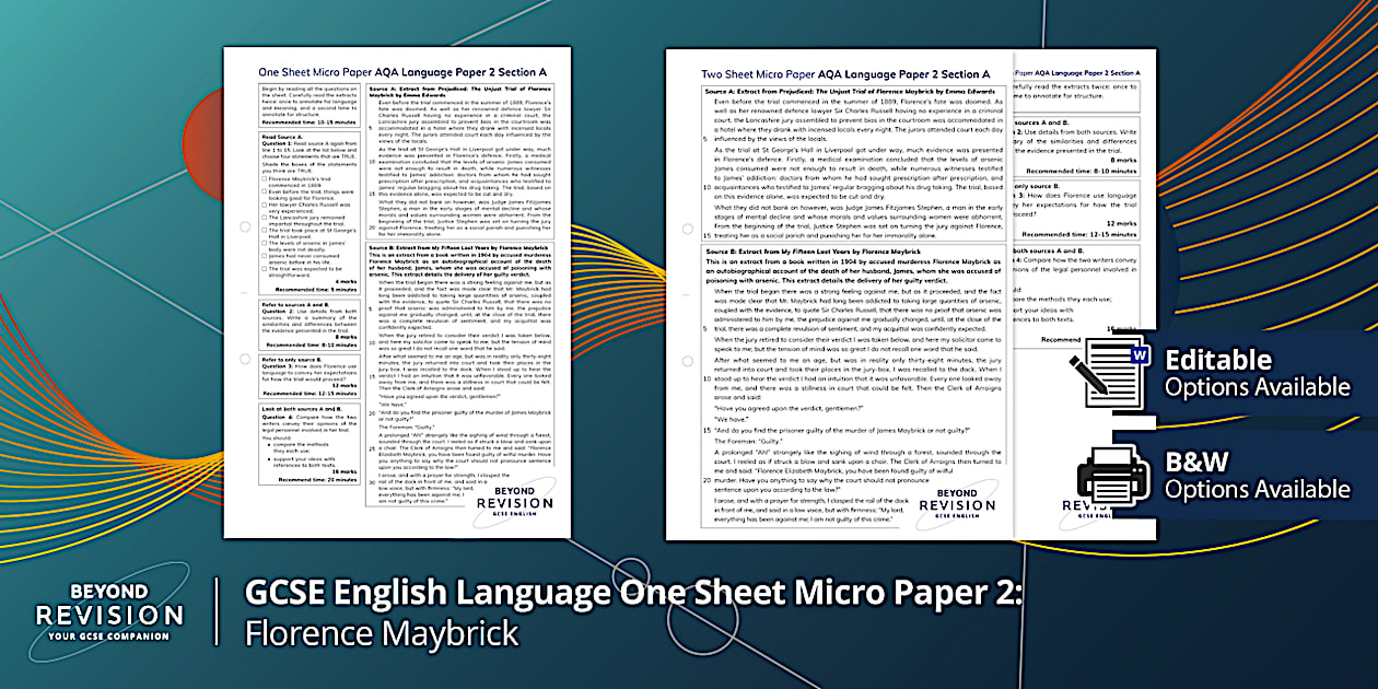 GCSE English Language Paper 2 - One sheet: Florence Maybrick