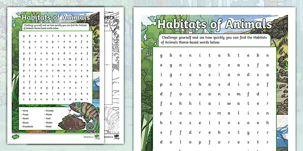 Habitats of Animals Word Search (teacher made) - Twinkl