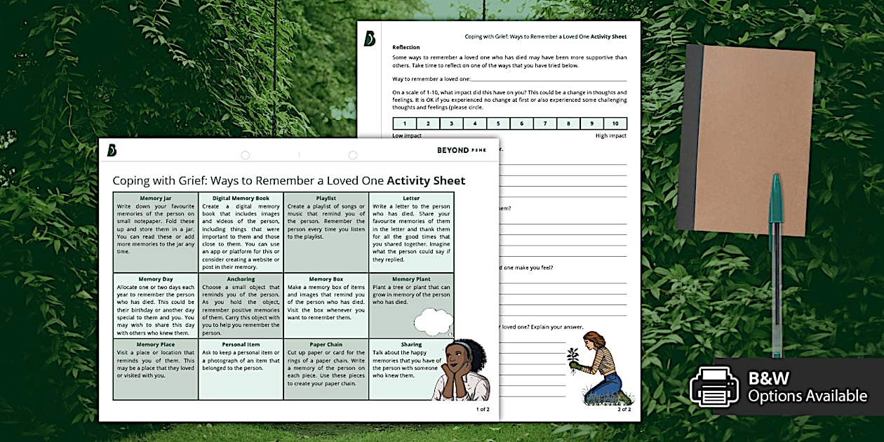 Ways to Remember a Loved One Activity Sheet