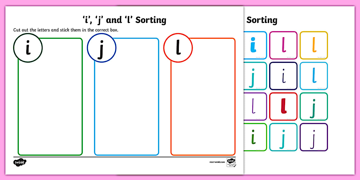 Lowercase i, j and l Confusing Letter Sort Worksheet