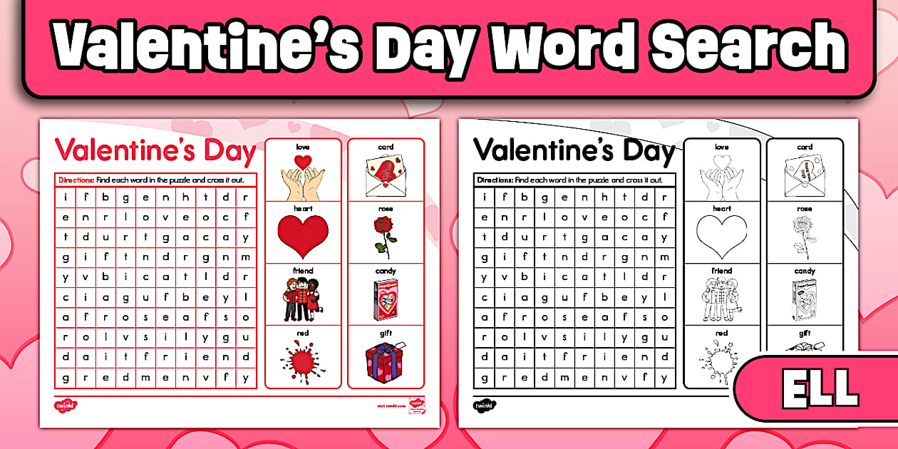 Valentine’s Day Word Search for ELL