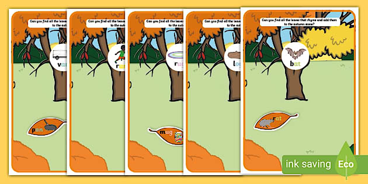 Autumn Rhyming Tree Activity (teacher made) - Twinkl