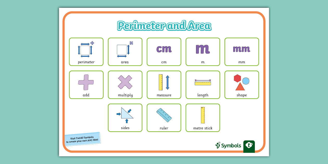 Twinkl Symbols: Perimeter and Area AAC Mat (teacher made)