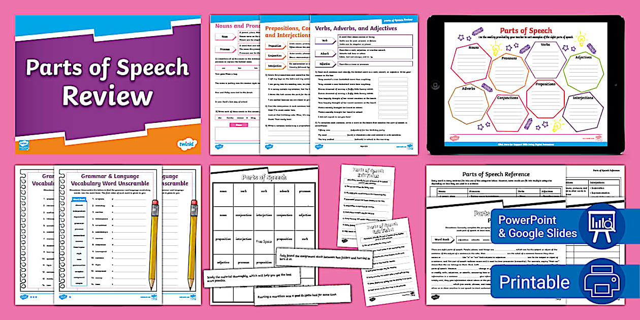 Sixth Grade Parts of Speech Review Lesson Pack - Twinkl