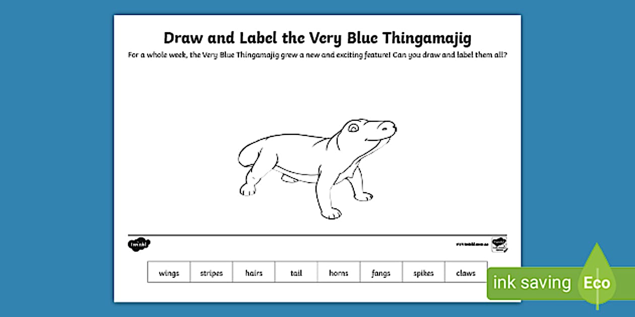 Labelling Activity to Support Teaching on The Very Blue Thingamajig