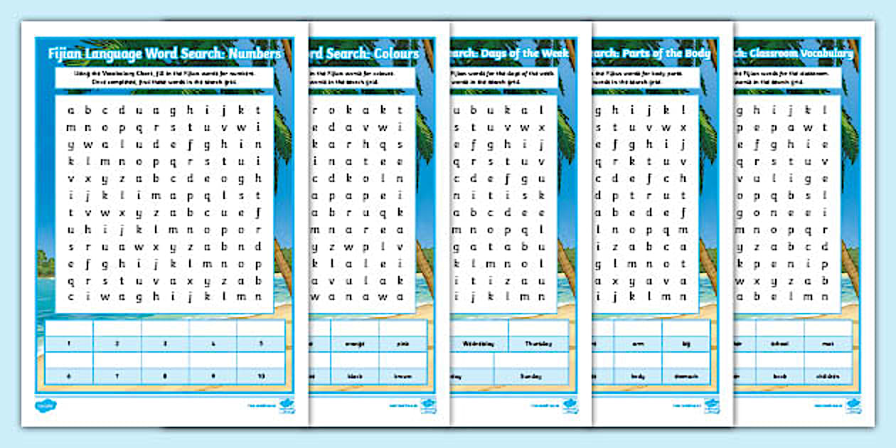 Fiji Language Week Word Searches (Teacher-Made) - Twinkl