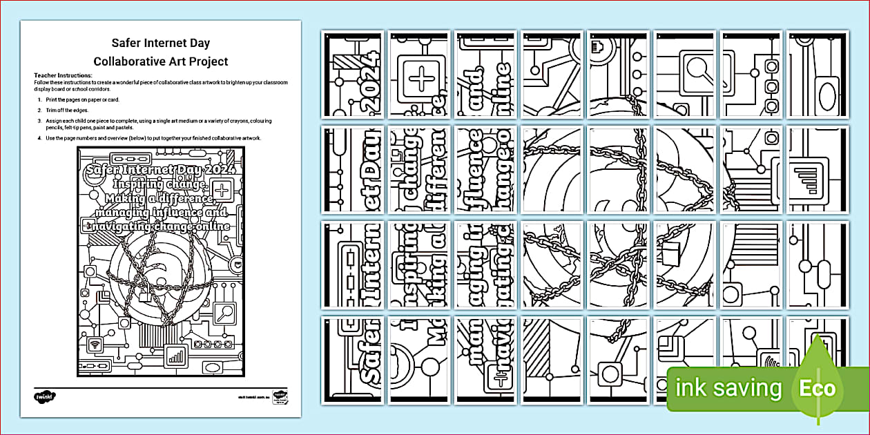Safer Internet Day Collaborative Colouring Poster - Twinkl