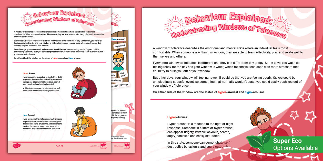 Behaviour Explained: Windows of Tolerance Guide - Twinkl