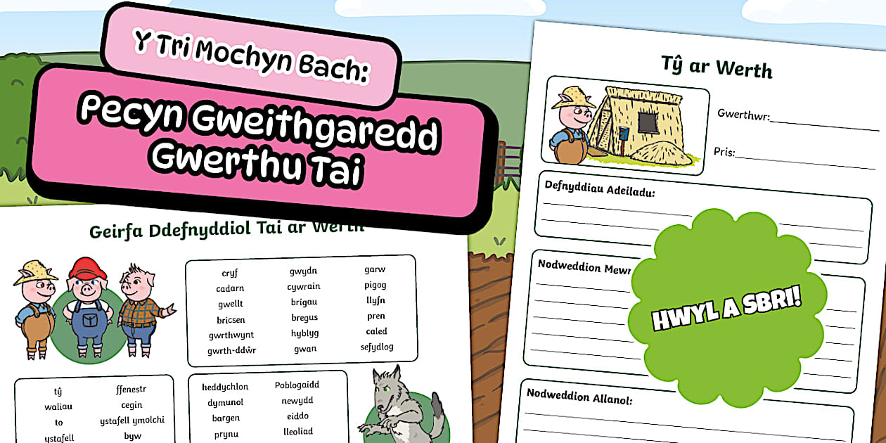 Y Tri Mochyn Bach: Pecyn Gweithgaredd Gwerthu Tai