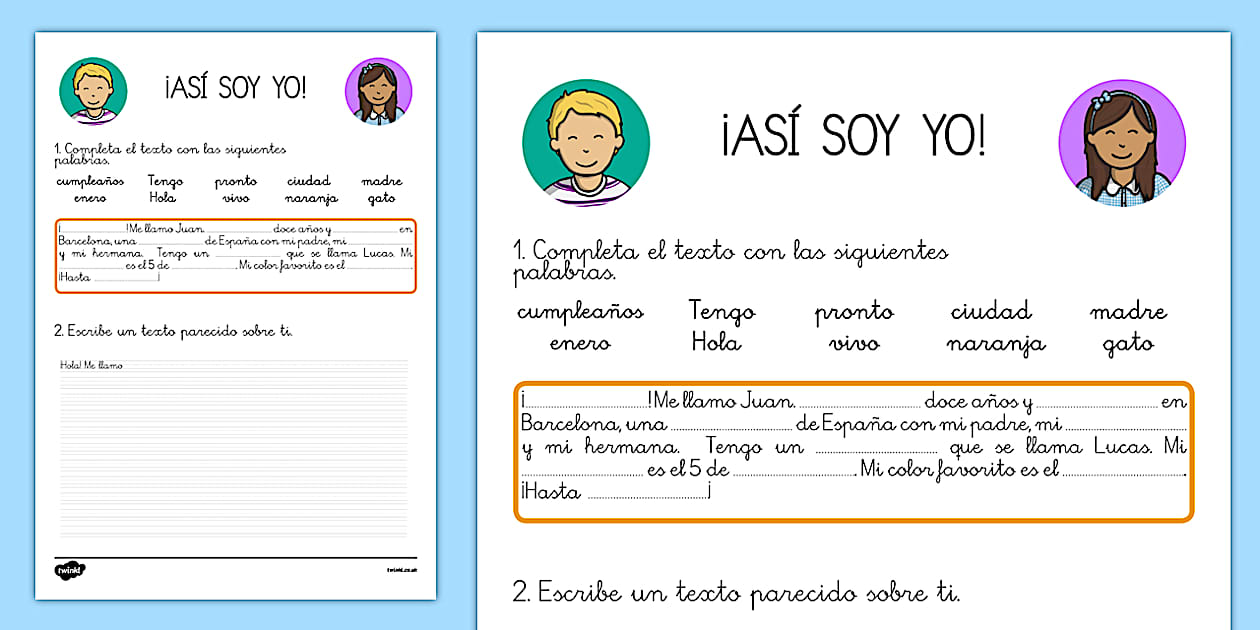 Asi soy yo - ficha de actividad (teacher made) - Twinkl
