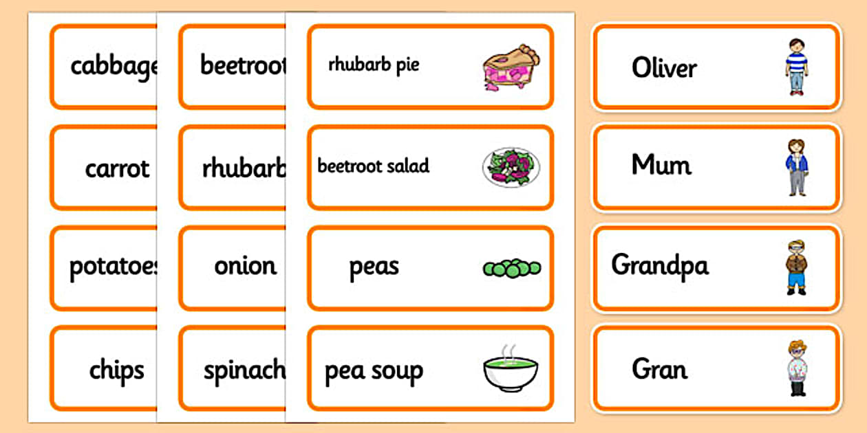 Oliver's Vegetables Word Cards (teacher made) - Twinkl