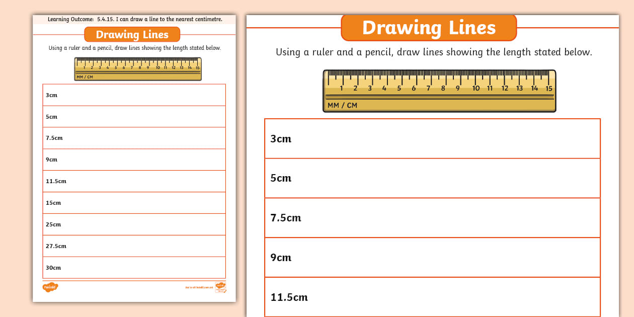 Maths Worksheet I Drawing Lines To The Nearest Centimetre