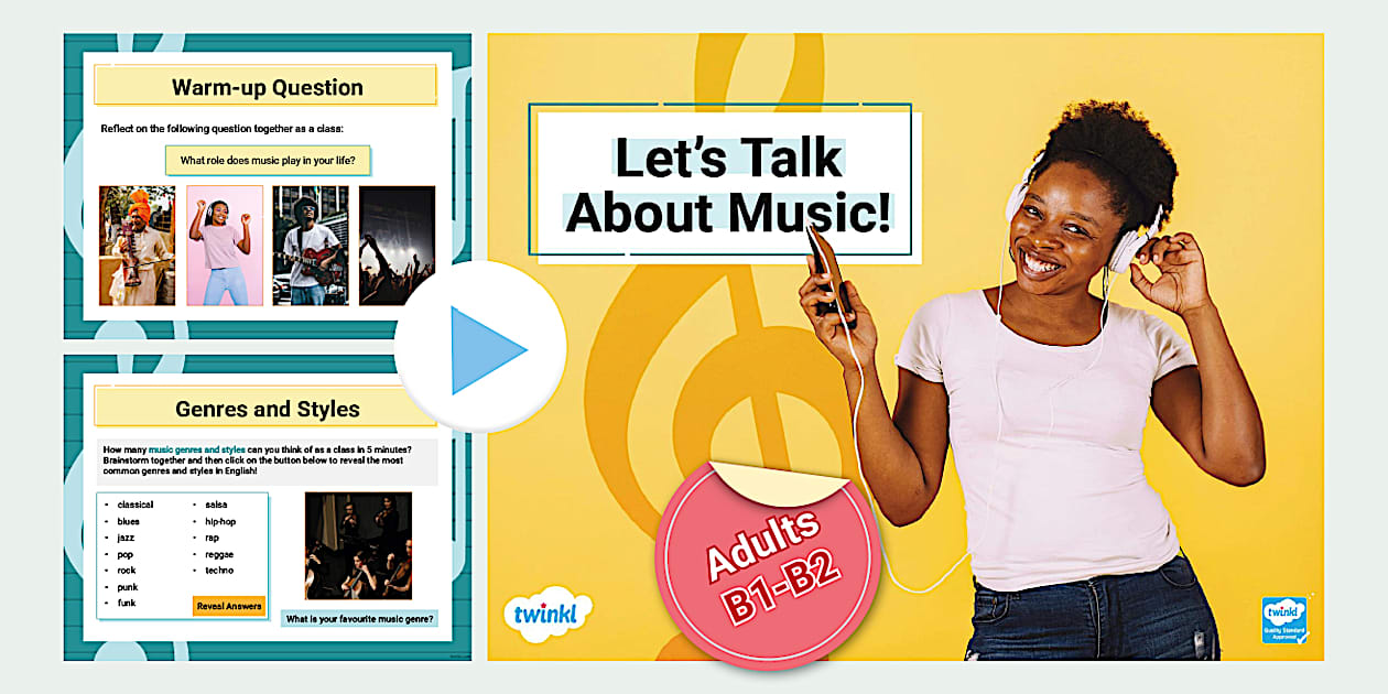 ESL Let's Talk About Music! Lesson [Adults, B1-B2] - Twinkl