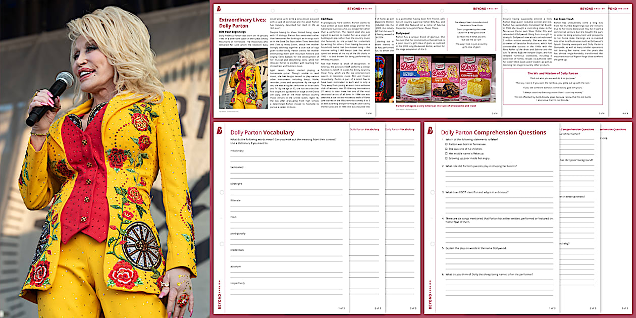 Extraordinary Lives: Dolly Parton Reading Comprehension