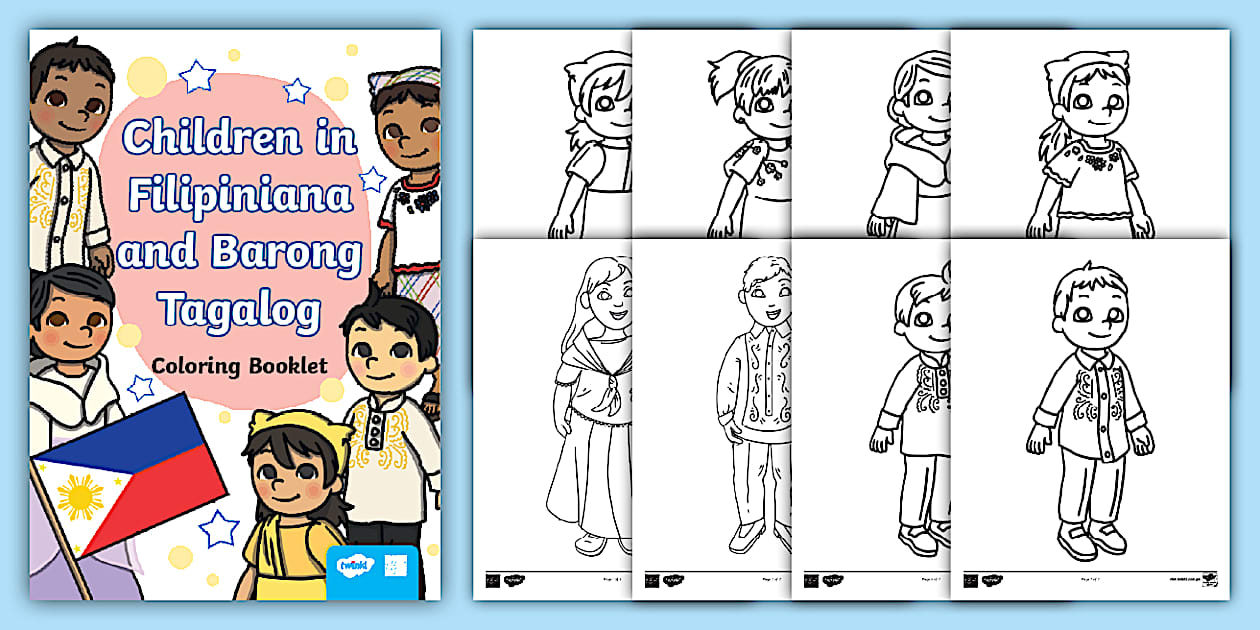 Children in Filipiniana and Barong Tagalog Coloring Booklet | Grade 1 ...
