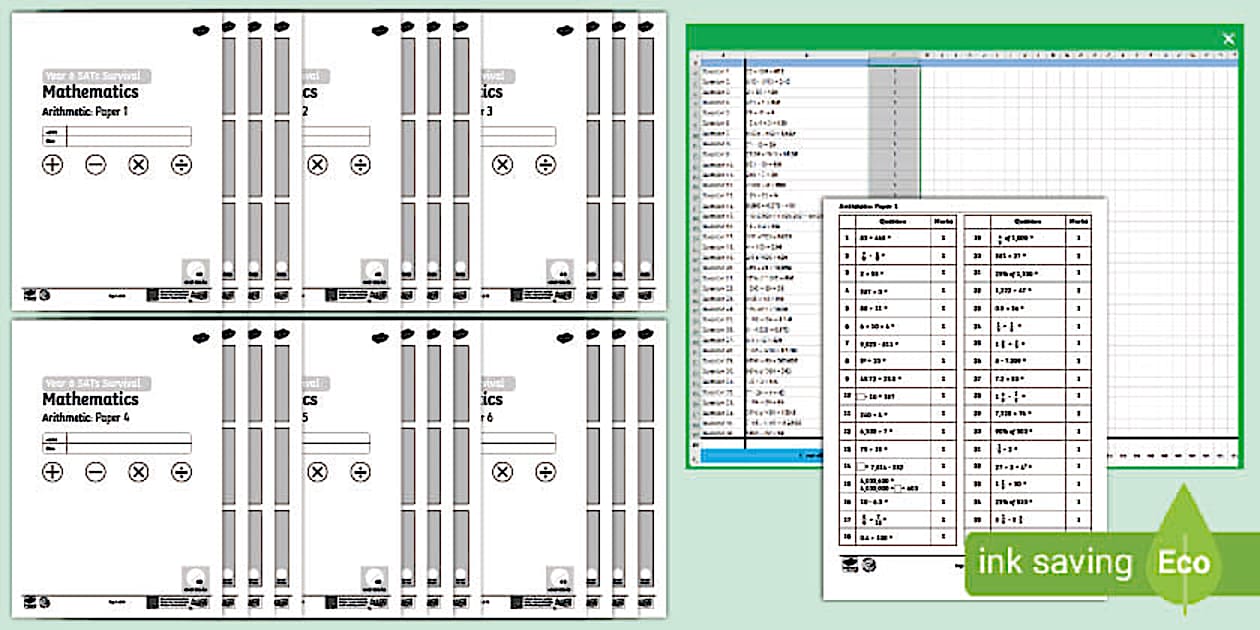 SATs Papers Year 6: Arithmetic Practice Tests (teacher made)