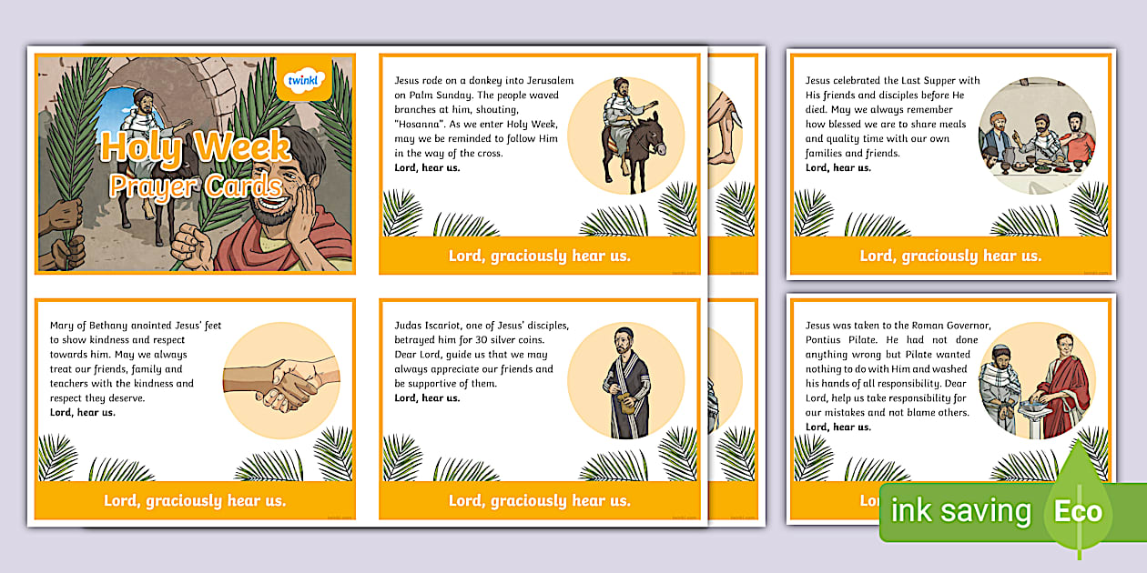 Holy Week Prayer Cards - Religious Education (teacher made)