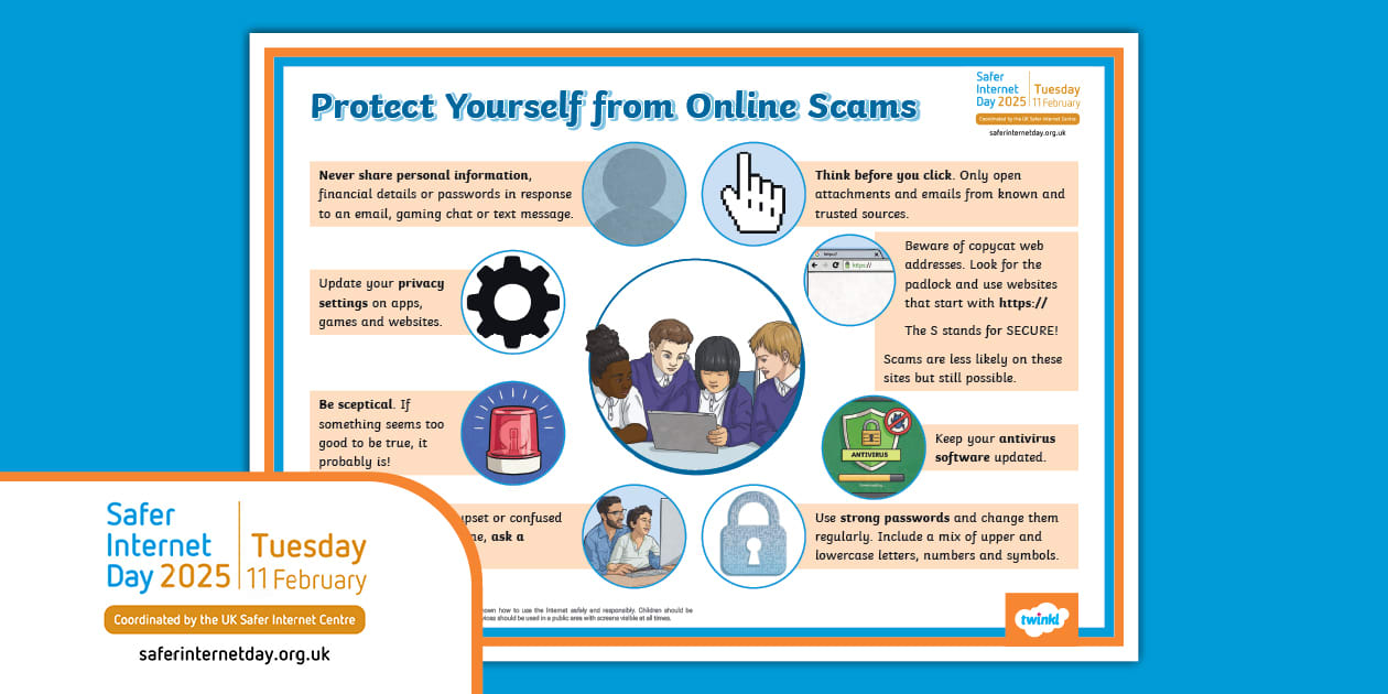 FREE! - Safer Internet Day 2025: Protect Yourself from Scams Poster