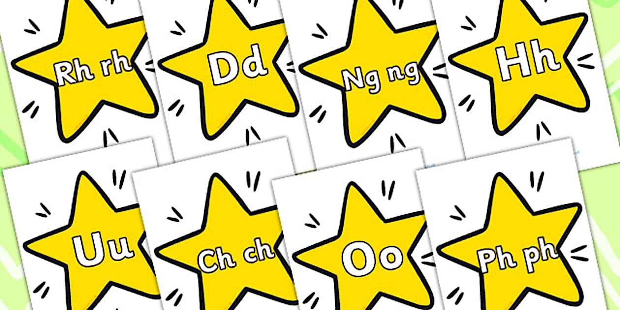 Cursive Alphabet Stars in Welsh Posters (teacher made)