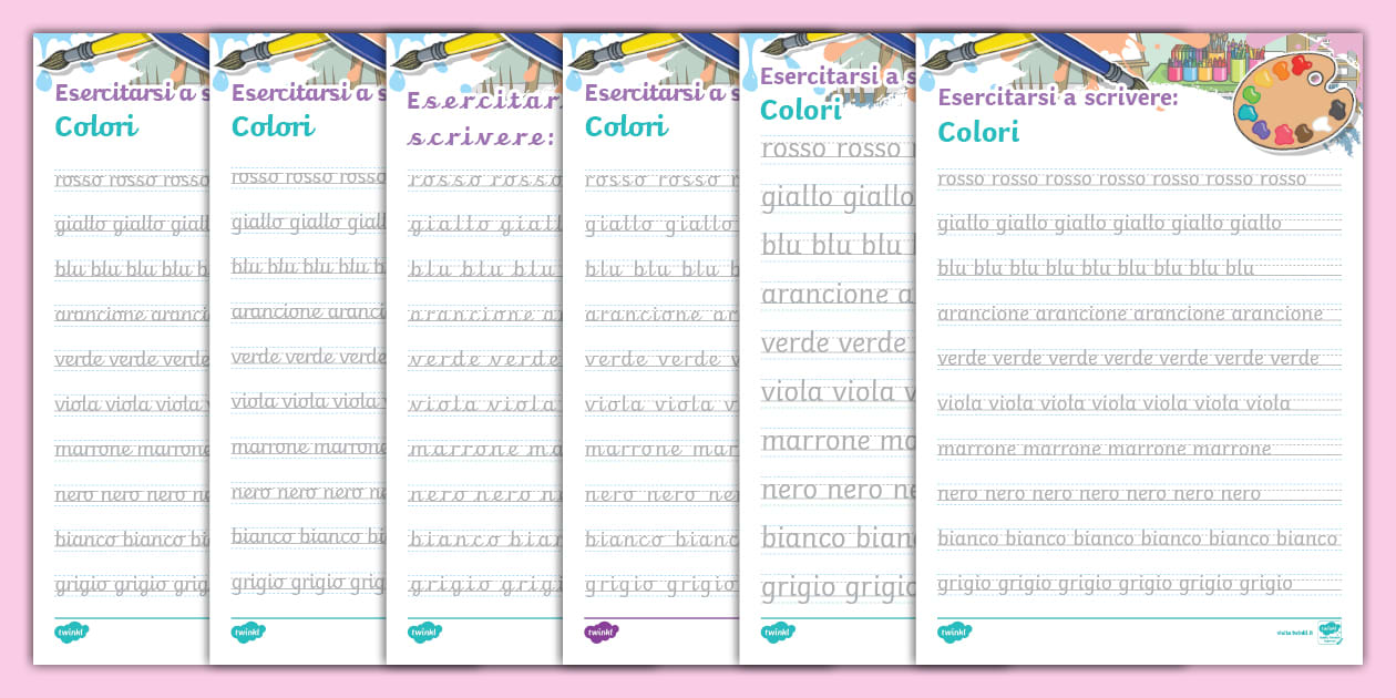 Esercitarsi a scrivere: Colori (Teacher-Made) - Twinkl