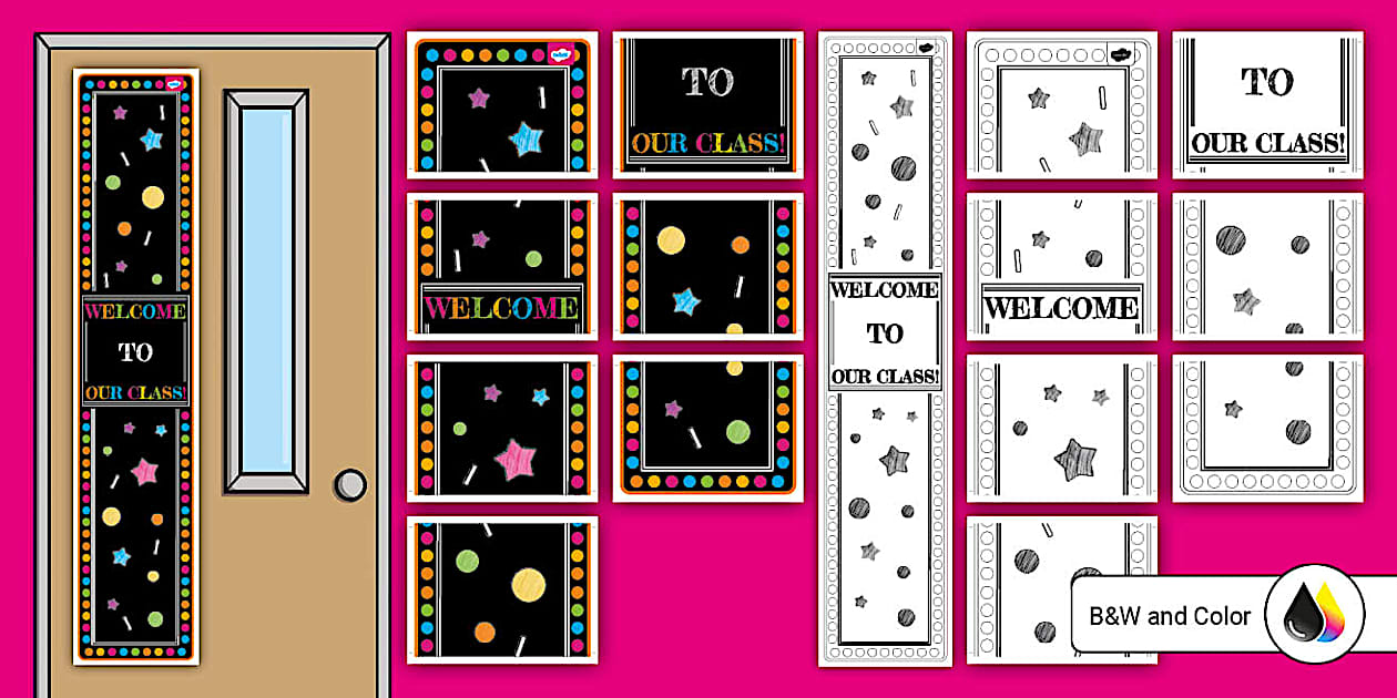 Chalkboard Classroom Welcome Vertical Door Banner - Twinkl