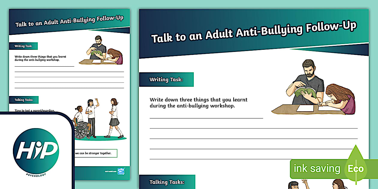 FREE! - Talk to an Adult Anti-Bullying Follow-Up Activity Sheet