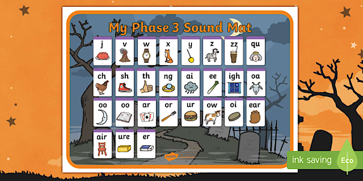 Halloween Themed Phase 3 Sound Mat - Twinkl